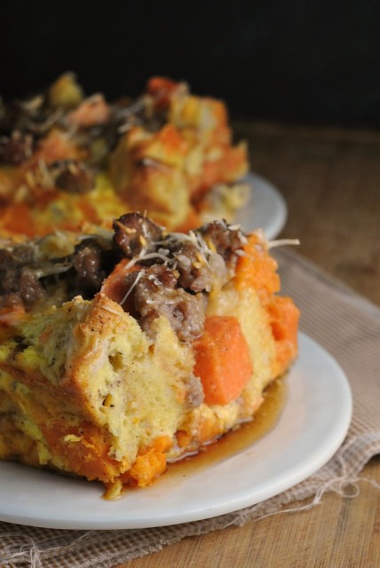 Sweet Potato and Sausage Strata + Weekly Menu - Prevention RD