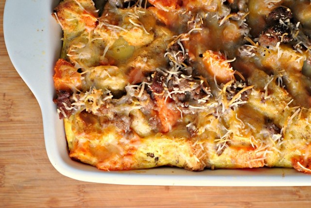 Sweet Potato and Sausage Strata + Weekly Menu - Prevention RD