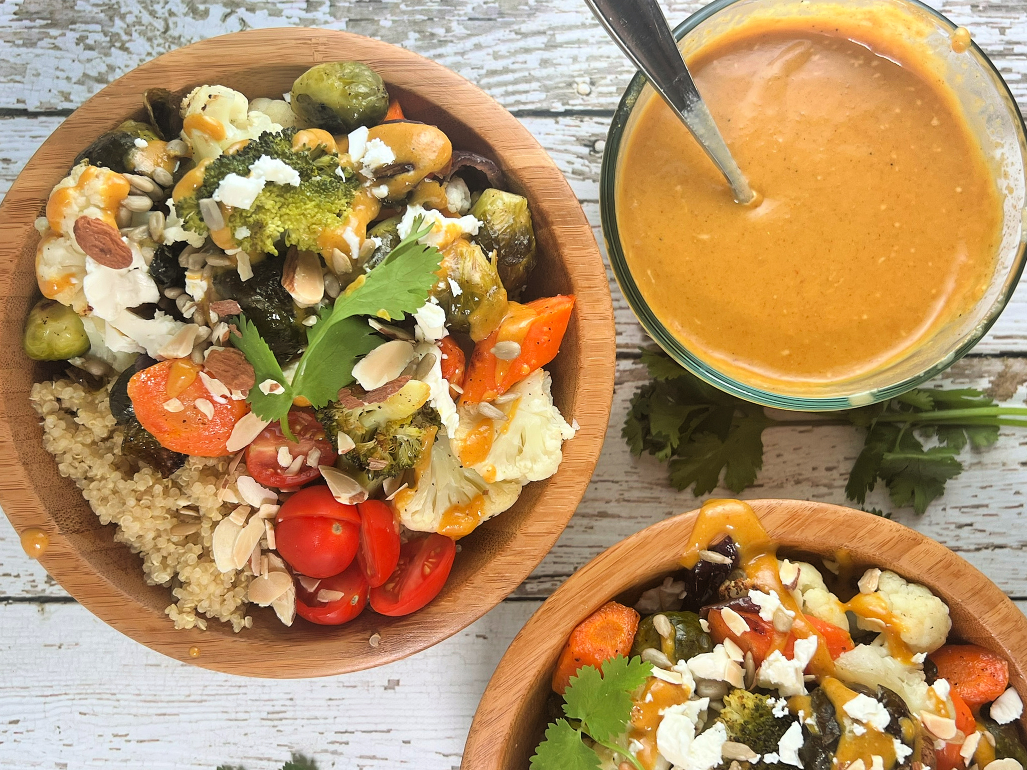 Roasted Veggie Glow Bowls with Tahini Curry Sauce - Prevention RD