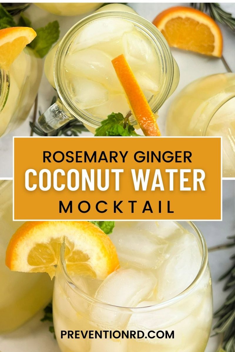 Rosemary Ginger Coconut Water Mocktail - Prevention RD